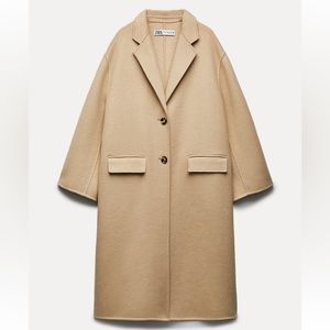 Zara | Jackets & Coats | Double Faced Wool Blend Coat Zw Collection ...